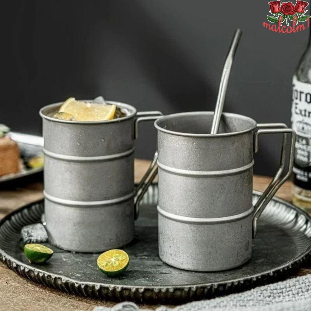 MALCOLM1 Beer Cups, Handle 350ML Outdoor Camping Cup, Oil Barrel Mug ...