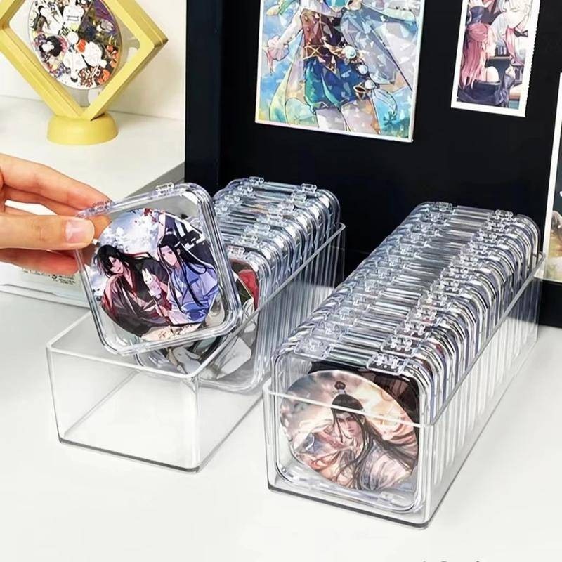Portable Anime Ita Bag Badge Square Storage Box Acrylic Transparent ...