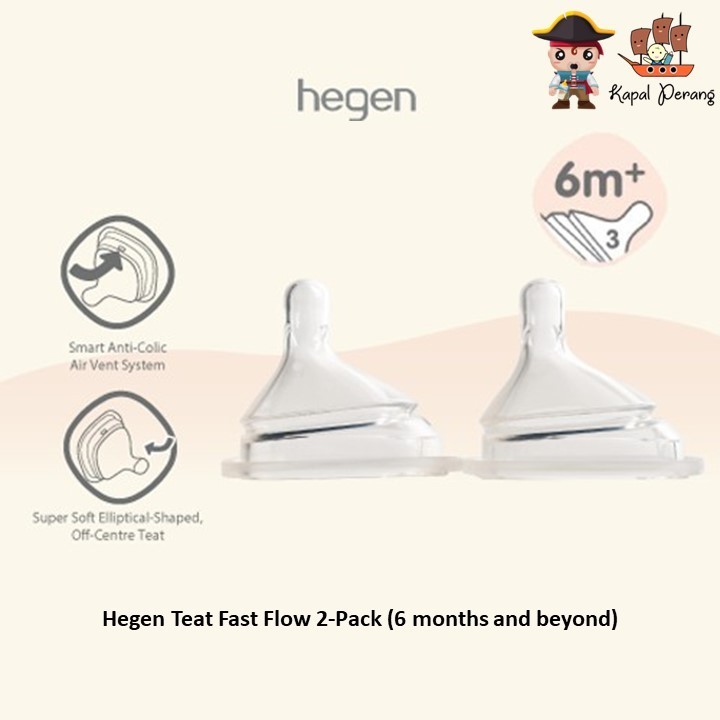 Hegen Teat Fast Flow 6m+ (2 pack) | Shopee Malaysia