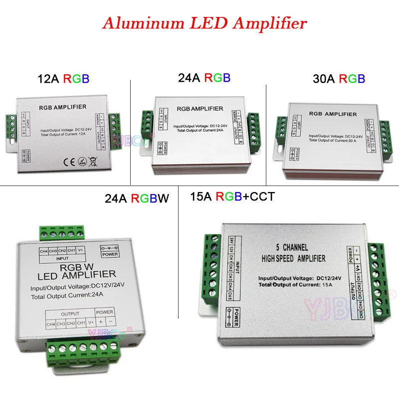 12V 24V RGB/RGBW/RGB+CCT Aluminum LED Strip Amplifier 12A/15A/24A/30A ...