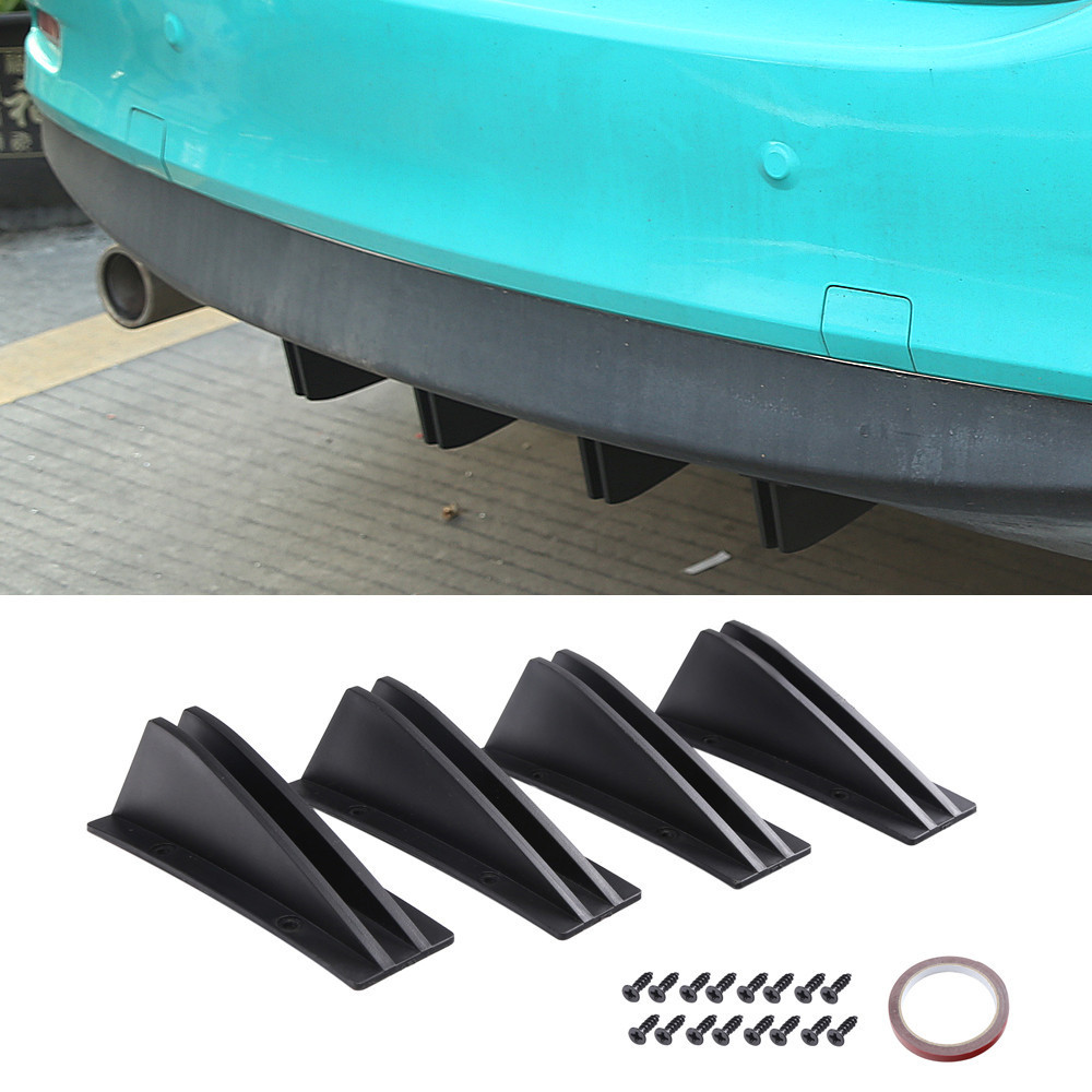 Universal Car Rear Bumper Diffuser Lip Spoiler 4Pcs Shark Fin Spliter ...