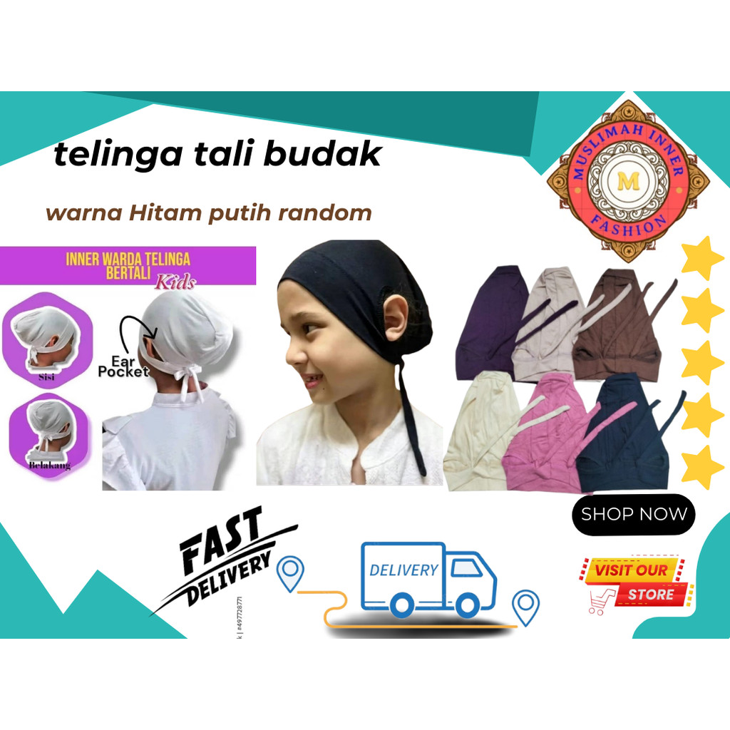 Inner Telinga Bertali Jersey Black and white warna budak KAIN SEJUK ...