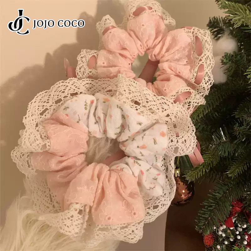 JOJO COCO Korean Floral Girl Sweet Large Intestine Hair Circle ...