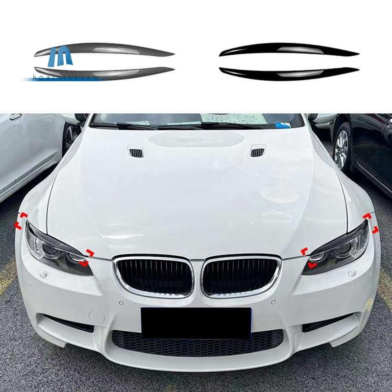 Car Carbon Fiber Headlights Eyebrows HeadLight Trim Stickers for 3 ...