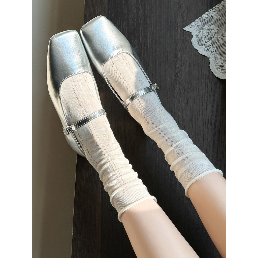 Mary Jane Mid-Tube Socks Women Spring Summer Thin Style Pile Socks with ...