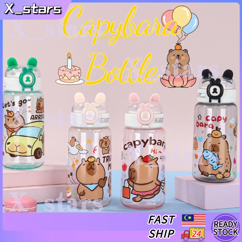Cartoon 500ml Botol Air Capybara Bottle Kids Straw Bpa Free Botol ...