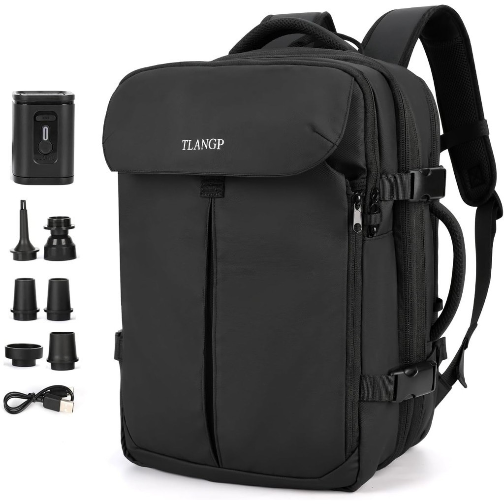 VacPack Backpack with Vacuum Pump, Expandable Waterproof Carry-On Airback Backpack with TSA Anti ...