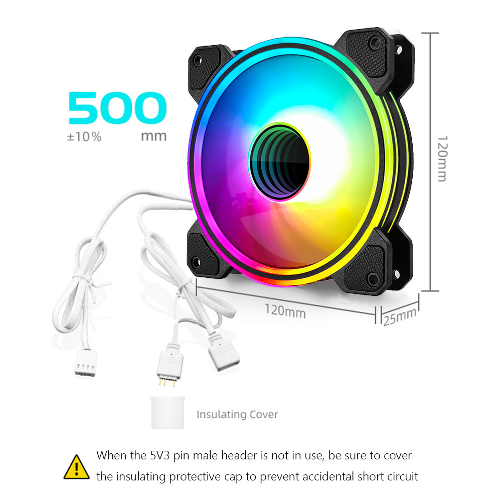 12cm Silent 4Pin PWM 5V 3Pin ARGB Aura Sync PC Case Cooling Fan Black ...