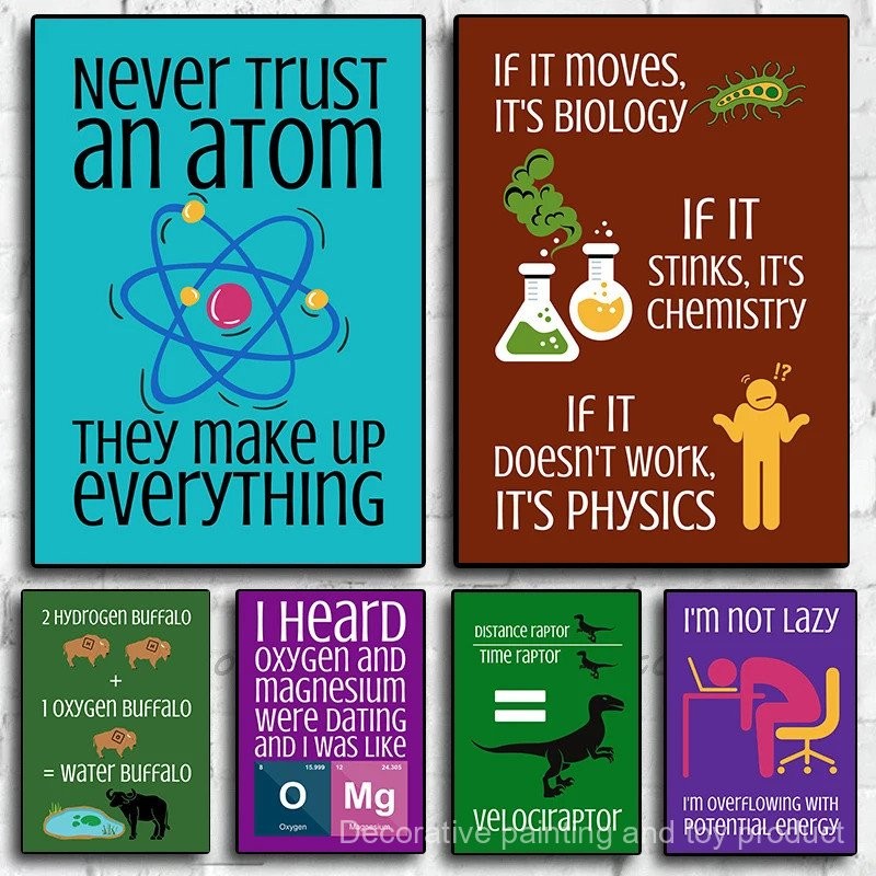 Middle School Chemistry Physics Puns Poster Canvas Painting Funny ...