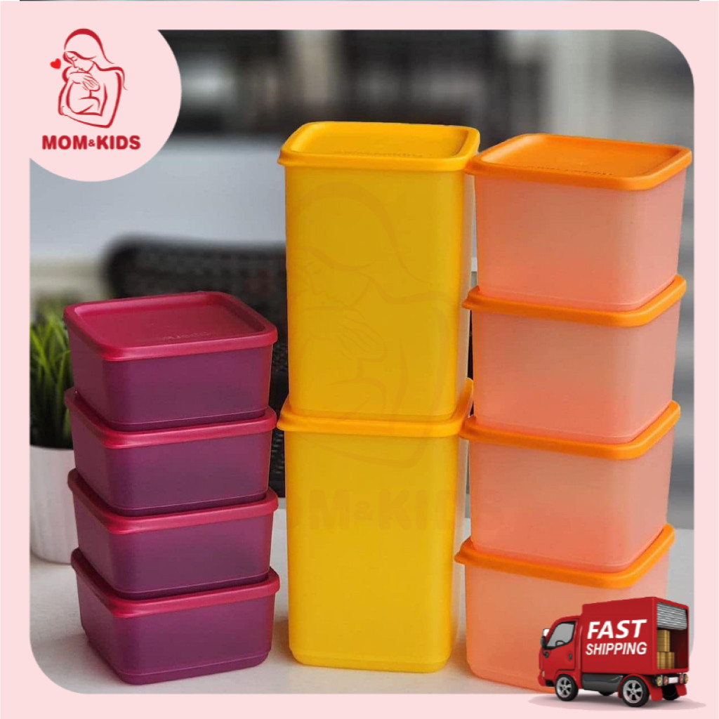 Tupperware So Fresh Square Essential Set 650ml 1L 2.2L Dark Maroon ...
