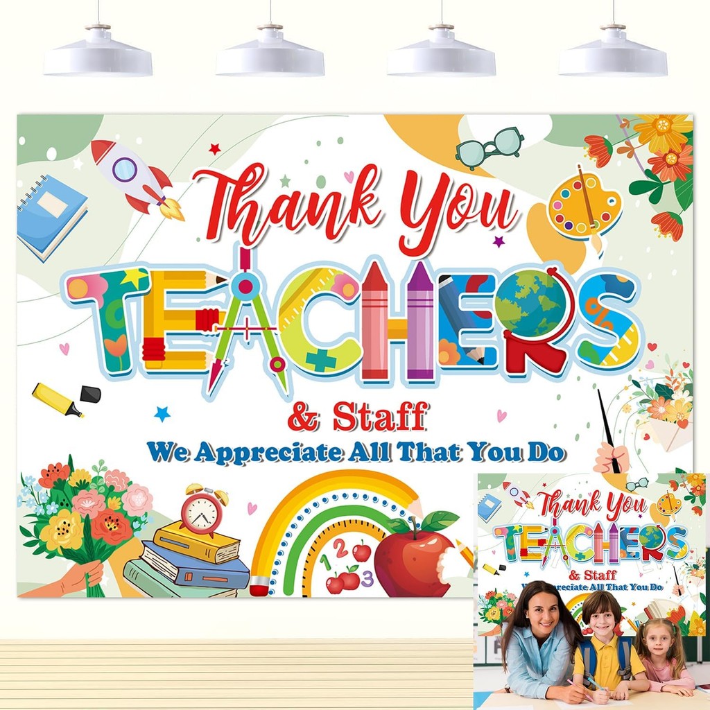Thank You Teachers Photography Backdrop Teacher Appreciation Week ...