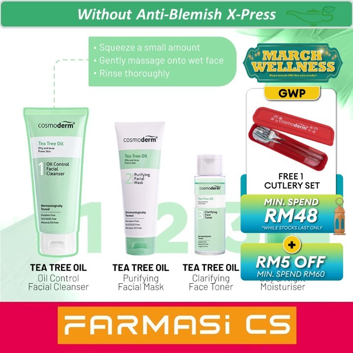 Cosmoderm Tea Tree Oil Acne Skin Treatment Set ( Cleanser,Mask ...