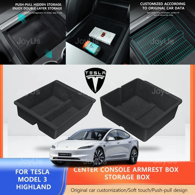 Tesla Model 3 Highland (2023-2026) Armrest Storage Box Center Console ...
