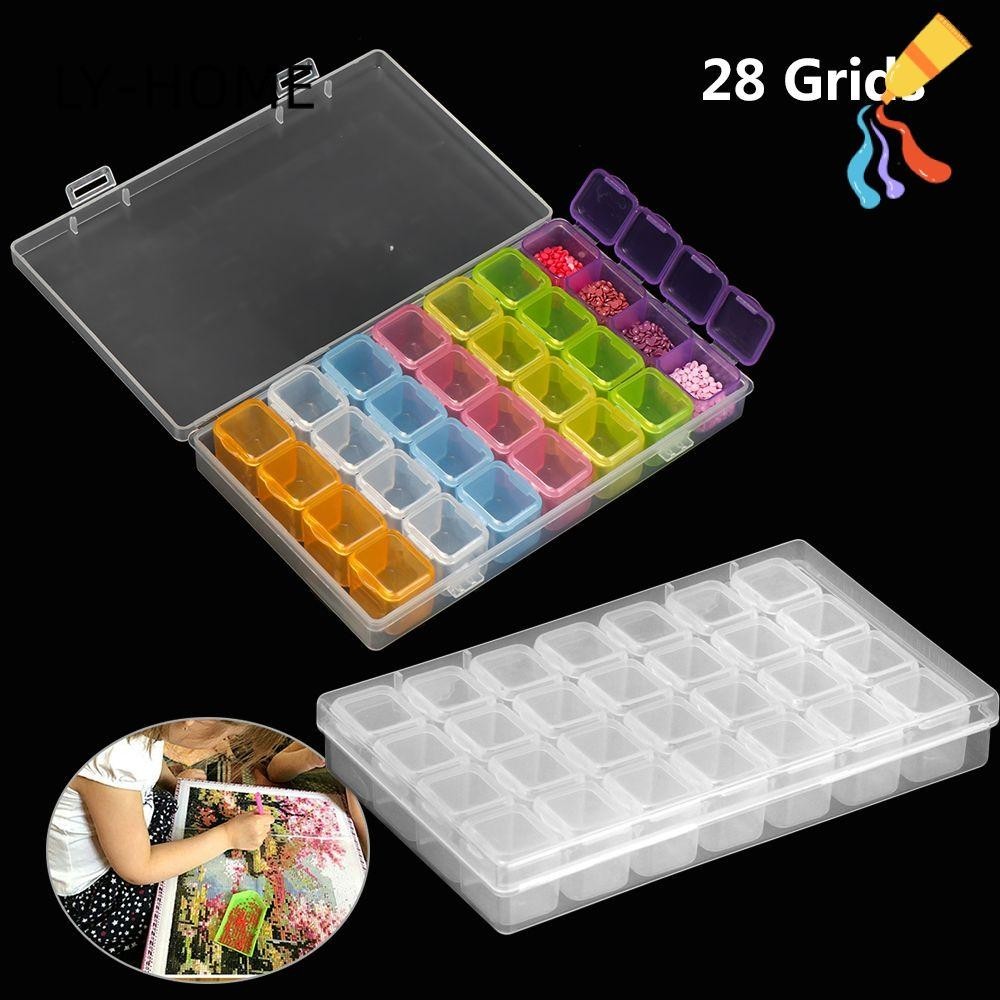 LY 28 Grids Hot Rhinestones Organizer Embroidery Transparent Jar Set ...