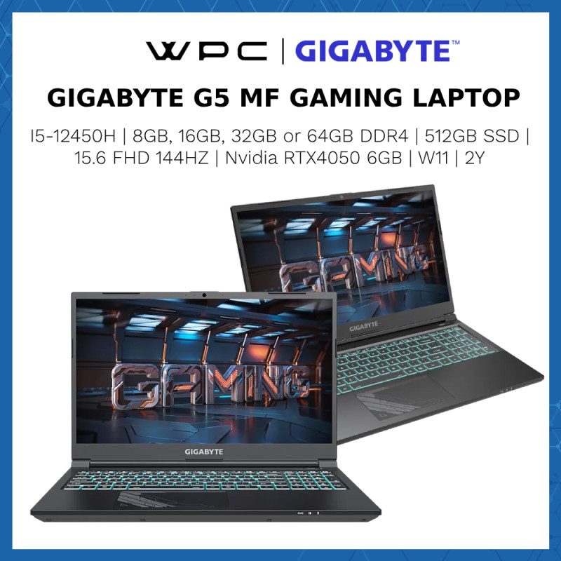 GIGABYTE LAPTOP G5 MF GAMING (Intel I5-12450H /8GB OR 16GB DDR4/ 512GB ...