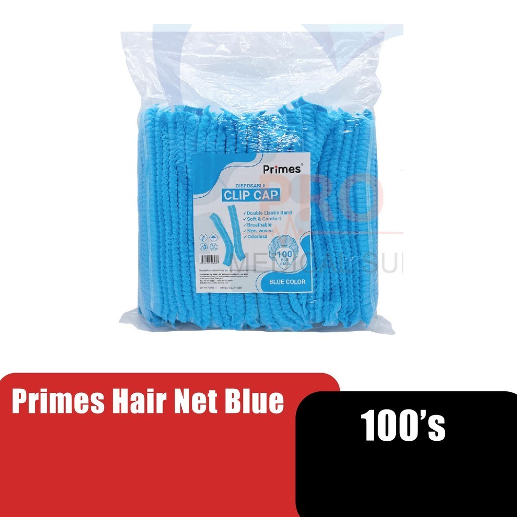 Primes Disposable Clip Cap Hair Net / Hair Cap - 100's Blue | Shopee ...