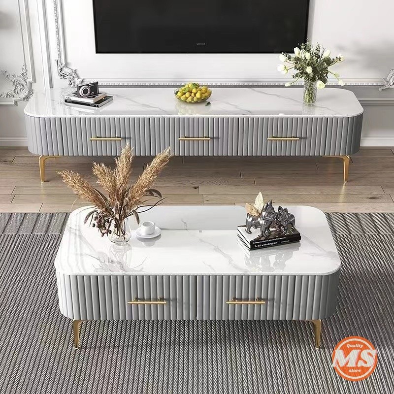 European Luxury TV Cabinet With Drawers Multi-functional TV Console ...
