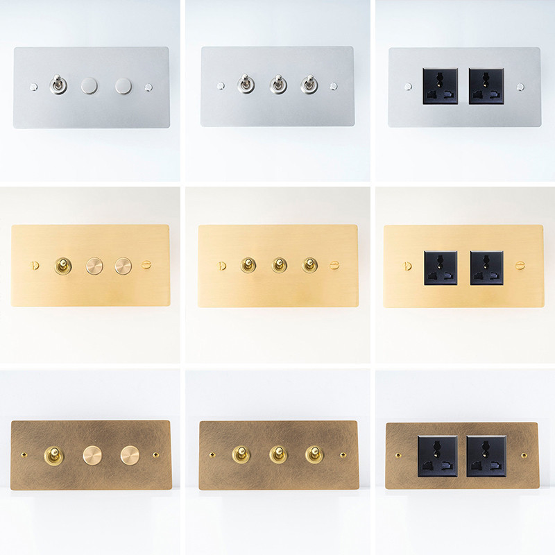 3Gang Brass Toggle Customized Golden Black Retro Bronze SS Plate 220V ...