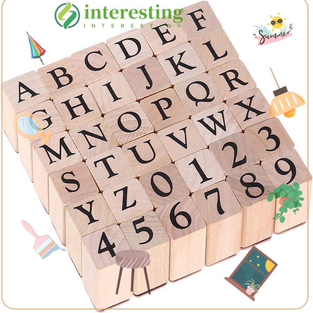 INTERESTING Alphabet Rubber Stamps, Wooden Alphabet Alphabet Stamps Set ...