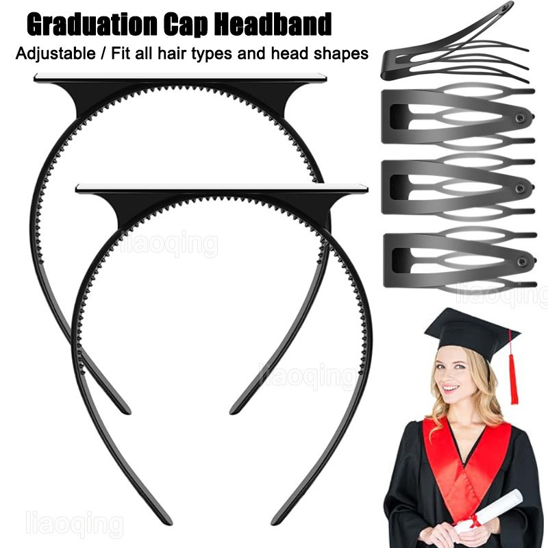 6PCS Graduation Cap Headband and clips Upgrade Inside Graduation Cap ...