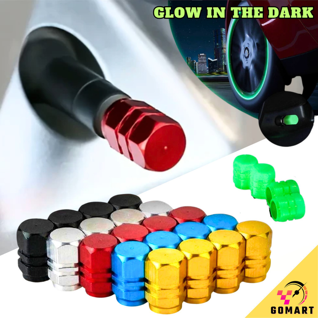 4pcs Car Wheel Tire Valves Cap Aluminum Metal Nut Luminous Tyre Tayar ...