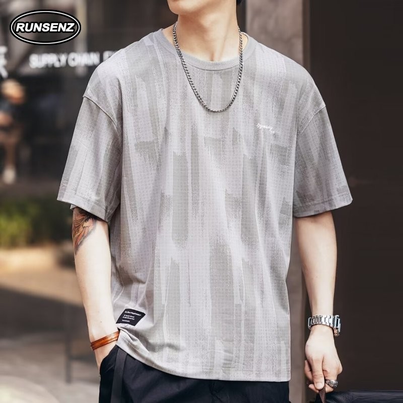 M-8XL Korean Design Oversize Top Men Plus Size T Shirt Round Neck Casual Loose Short Sleeve ...