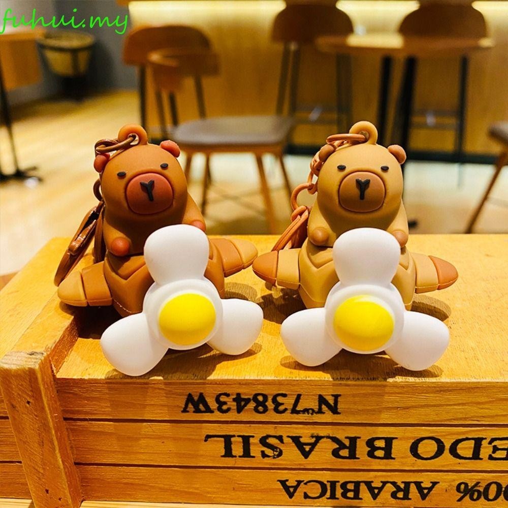 FUHUI Capybara Keychain, Happy Spin Aircraft Propeller Capybara Keyring ...