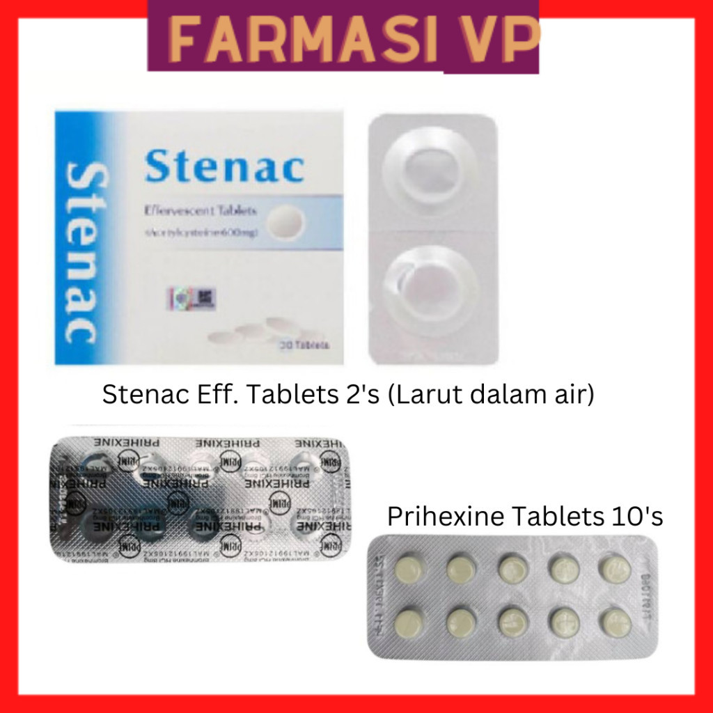 Stenac 2's (Larut dalam Air) / Prihexine (Bromhexine) 10's | Shopee ...