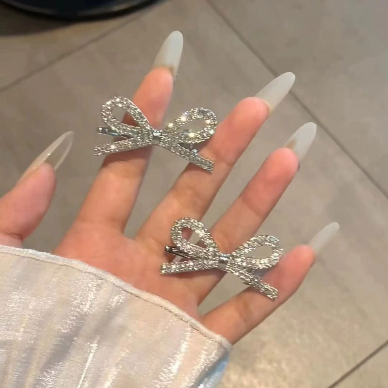 New Style Summer Shiny Diamond Bow Hair Clip Ladies Side Forehead Bangs ...