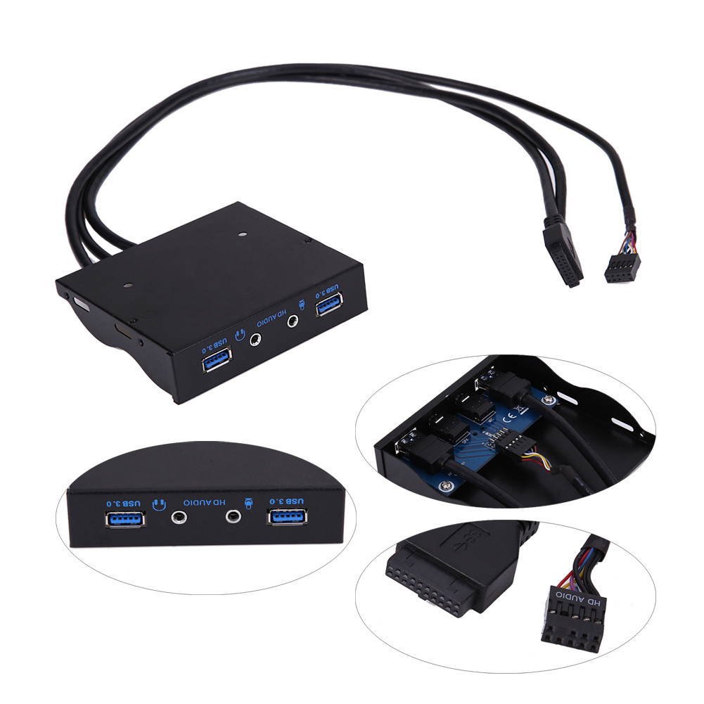 keepdreaming new 3.5\" 20Pin to 2 USB 3.0 Port HUB + HD Audio PC Floppy ...