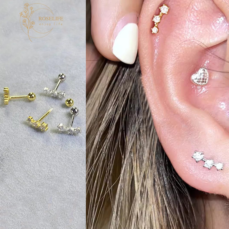 Roselife Gold/silver Threaded Ball Sparkling Rhinestone Star Stud ...