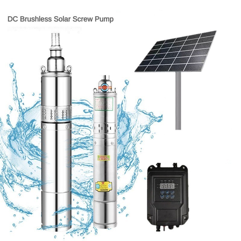 Solar Brushless Screw DC Pump Household Small Stainless Steel Deep Well ...