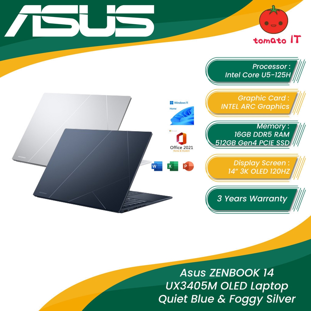 ASUS Zenbook 14 UX3405M (APP245WS/APP246WS) U5-125H/16GB DDR5/512GB ...