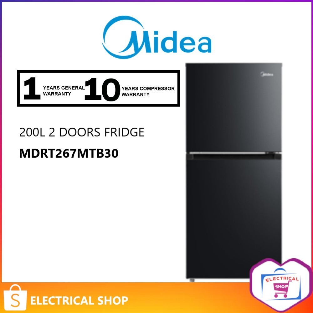 Midea Fridge 2 Doors (200L) MDRT267MTB30/(330L) MDRT384MTB30 | Shopee ...