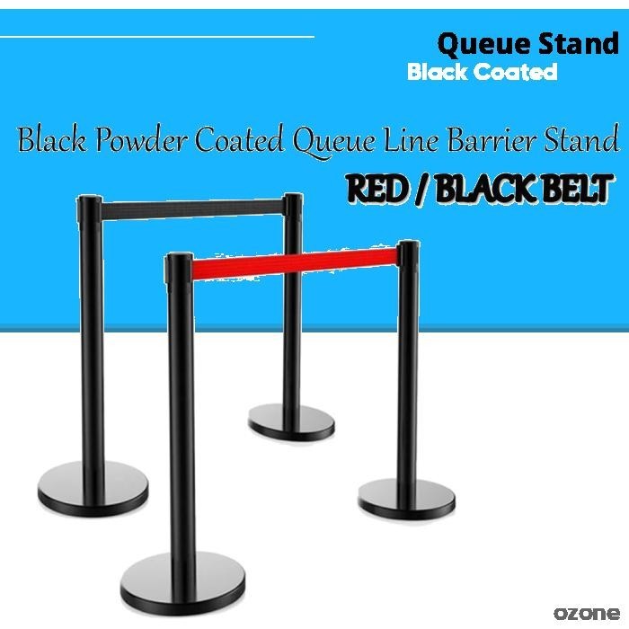 Black Powder Coating Queue Up Stand Retractable Belt Barrier Q-Up Pole ...