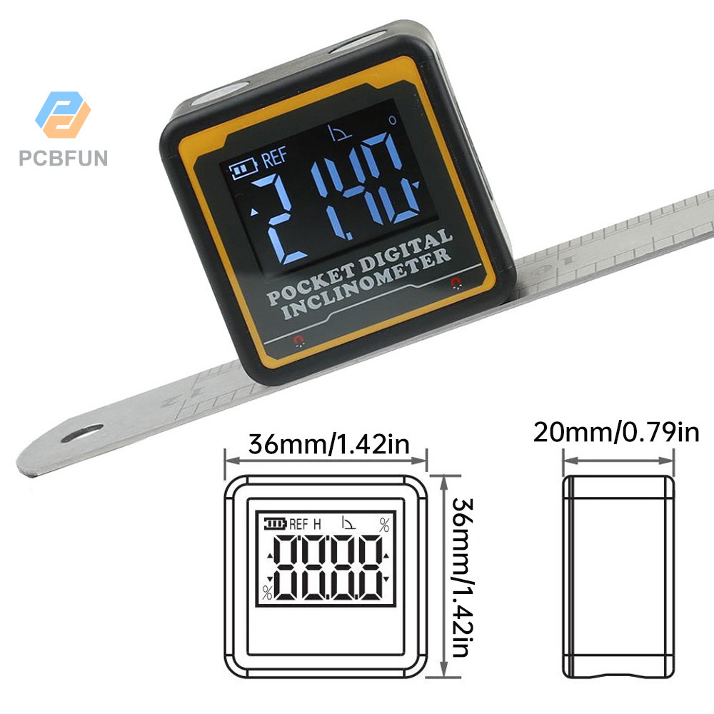 Pcbfun Digital USB Rechargeble Level Box Protractor Angle Finder Level ...