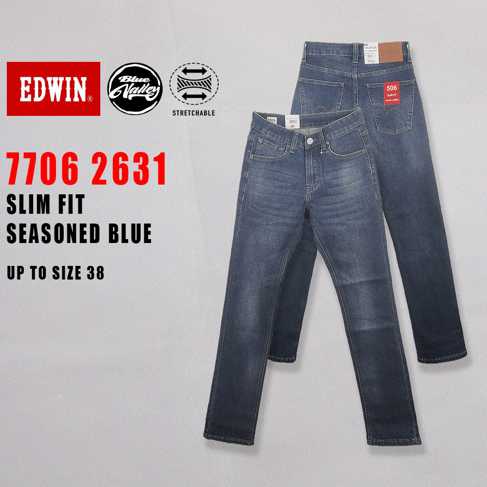 EDWIN Brand 506 Men's Stretchable Slim Fit Jeans 7706 2631 (Dark Blue ...