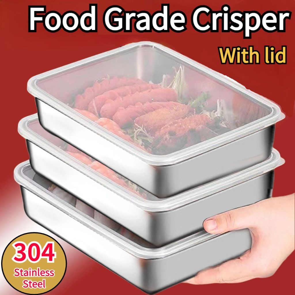 304 Stainless Steel Food Container Seal Freezer Food Storage Box with ...