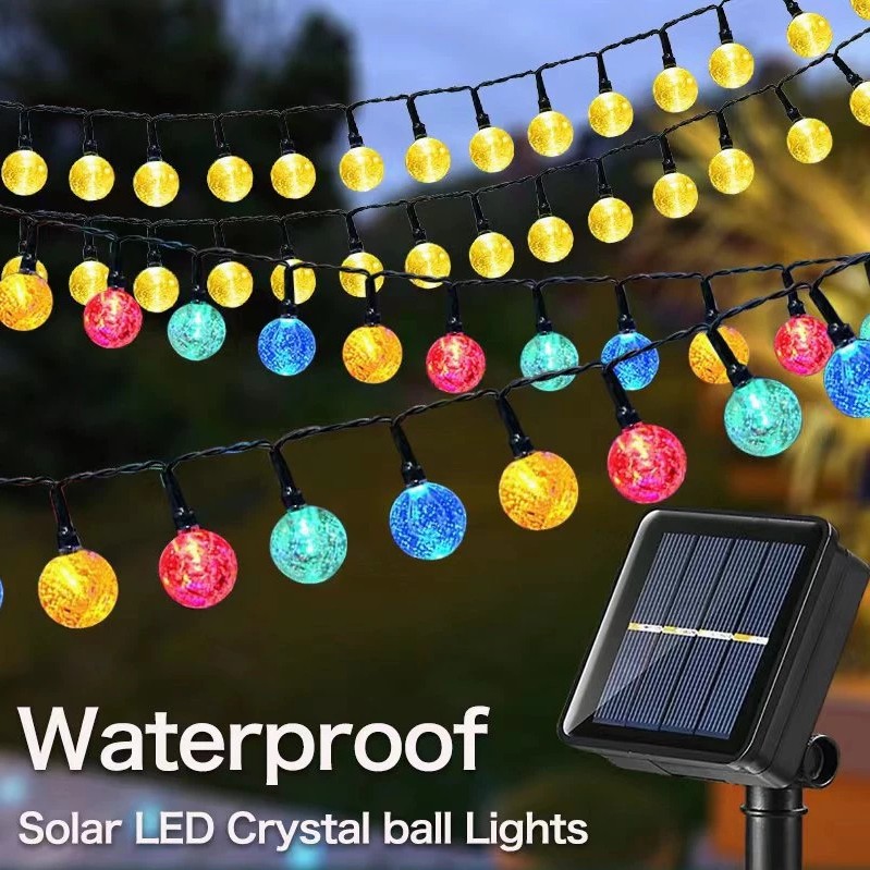 12M 100 LED lampu raya Solar Fairy String Lights Outdoor Waterproof 8 ...