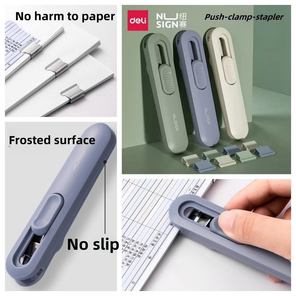 Push clip/Push-clamp-stapler/ free of damage to paper/free of punching ...