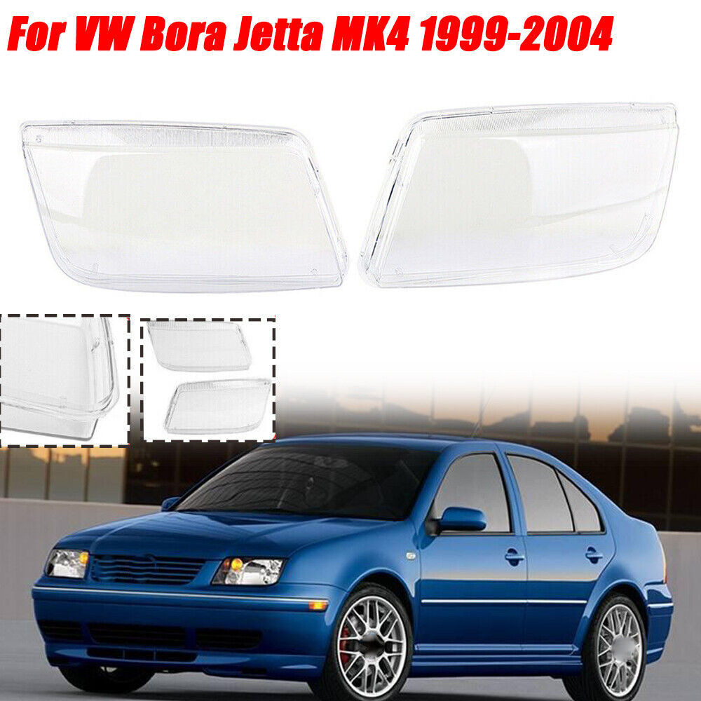 Left+Right Car Front Headlight Lens Cover For VW MK4 Jetta Bora 1999 ...