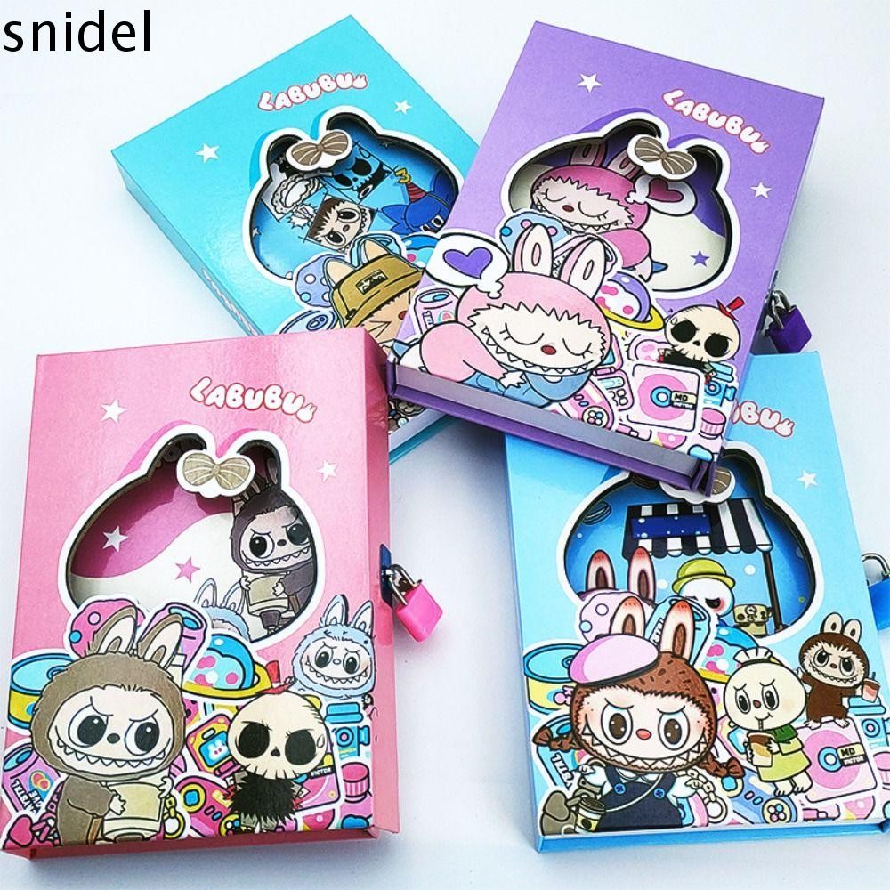 SNIDEL Notebook With Key Lock, Kawaii Color Page Labubu Diary Notepad ...