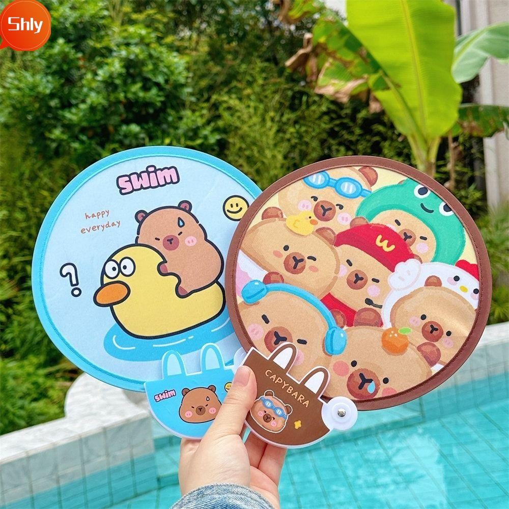 SHLY Handheld Fan, Capybara Creative Folding Group Fan, Outdoor ...
