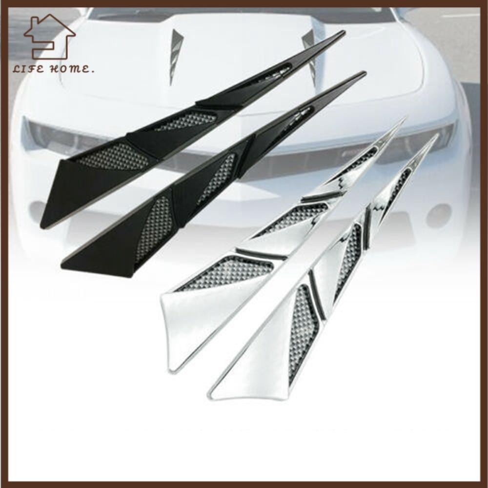 YELGIRL 1 Pair Car Hood Sticker Black Silver Universal Air Intake ...
