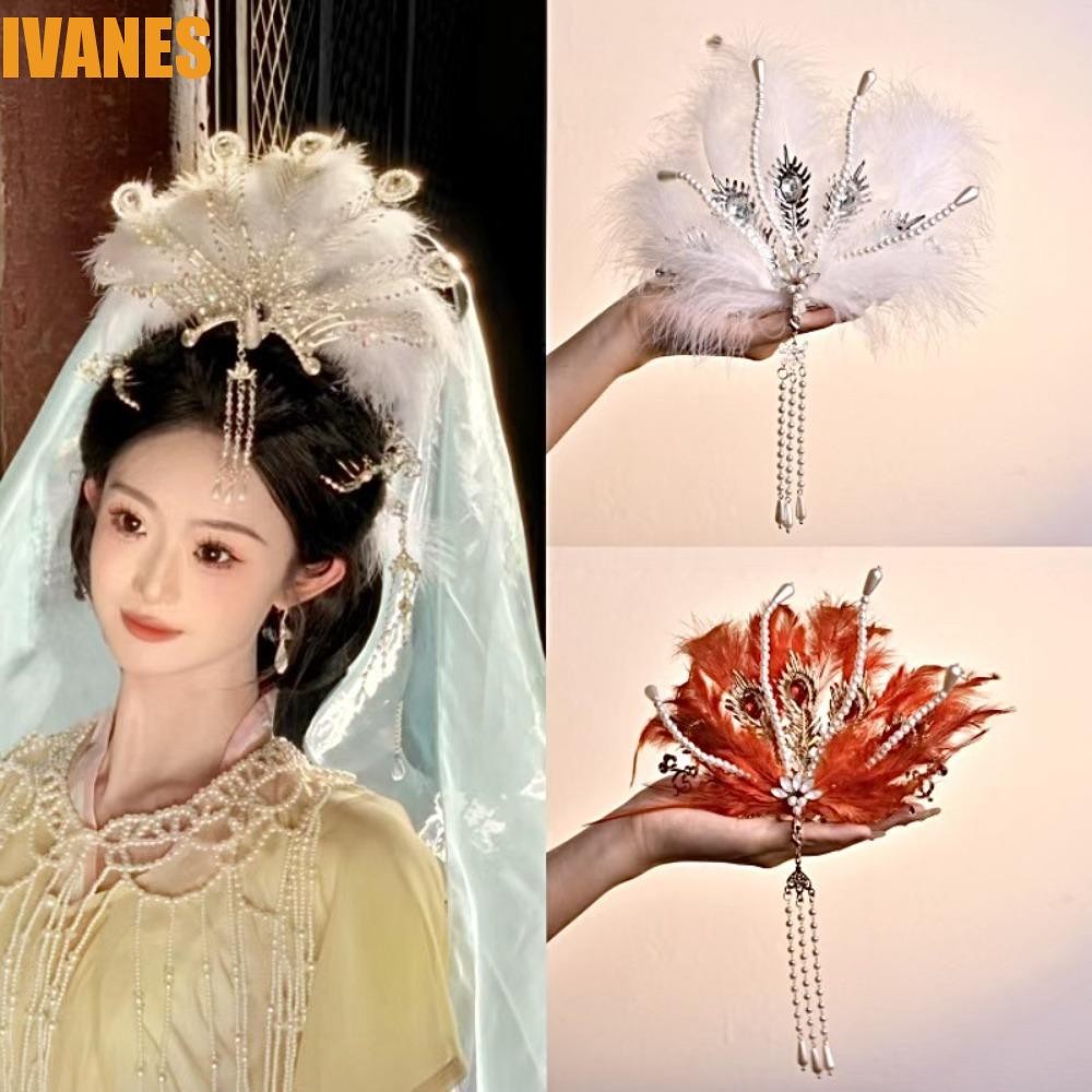 IVANES Chinese Hanfu Hair Crown, Fairy Vintage Rhinestone Phoenix ...
