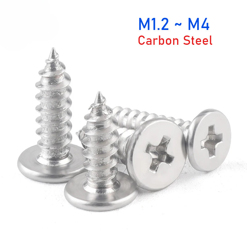 M1.2 M1.4 M1.7 M2-M4 Nickel Plated Carbon Steel Super Ultra Thin Flat Wafer Cross Phillips Head ...
