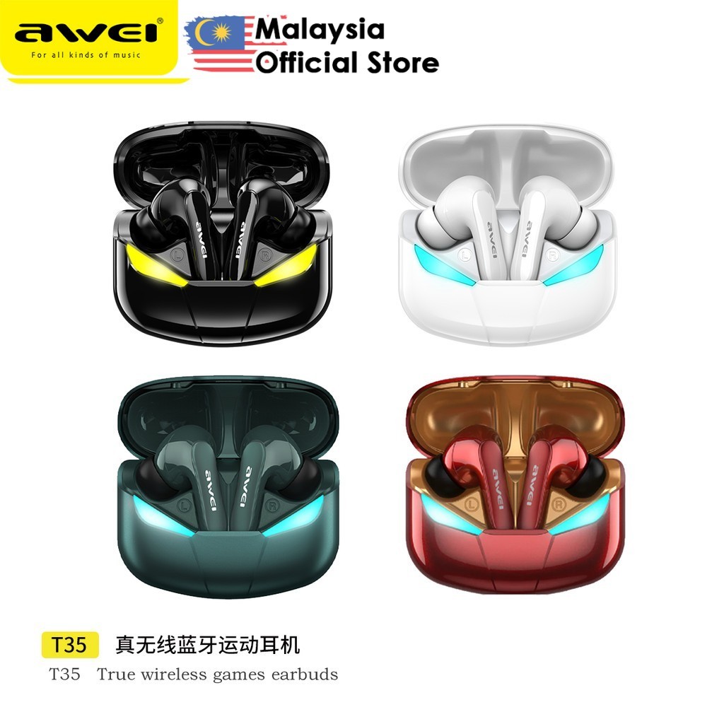 Awei T35 Gaming Wireless Earbuds ENC Noise Reduction Earphone Gaming ...