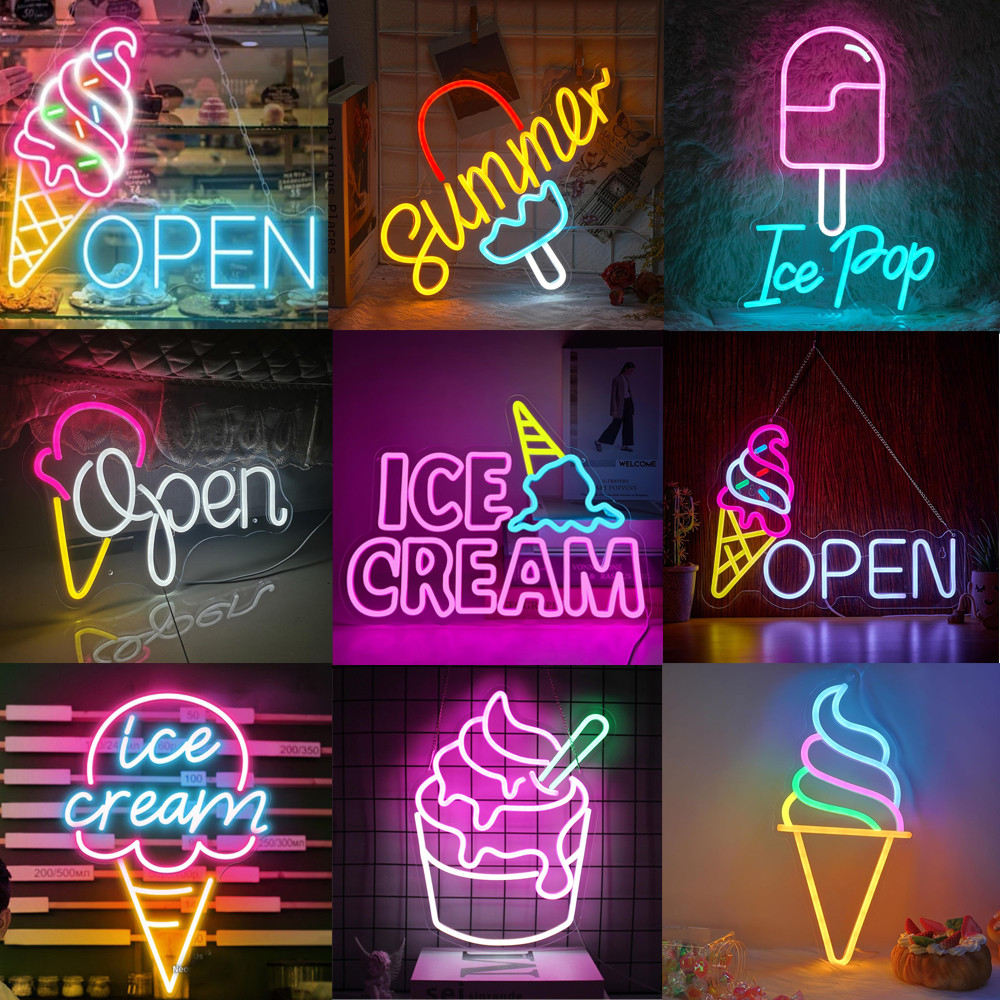 Ice Cream Neon Sign Summer Light Ice Pop LED Neon Lights Signs Cupcake ...