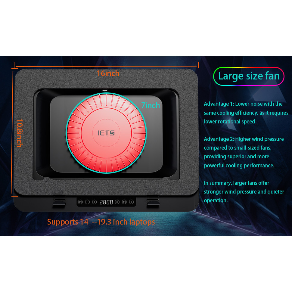 IETS GT600 Powerful Turbo-Fan RGB Laptop Cooling Pad gaming laptop ...