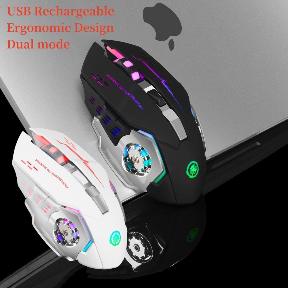 Wireless Gaming Mouse 6 Keys Dual Mode 2.4G Bluetooth Connection ...